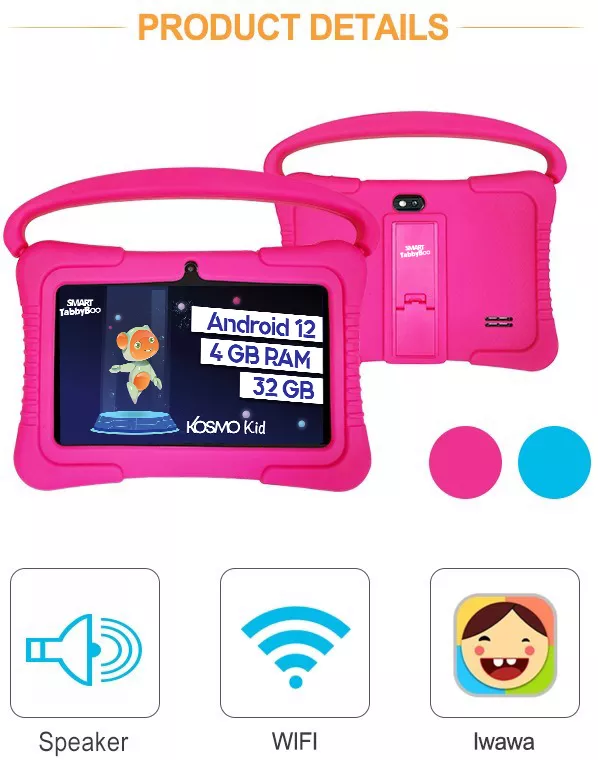 Tableta copii SMART TabbyBoo Kosmo KID 2025 roz 32GB 4GB RAM ecran 7 ...