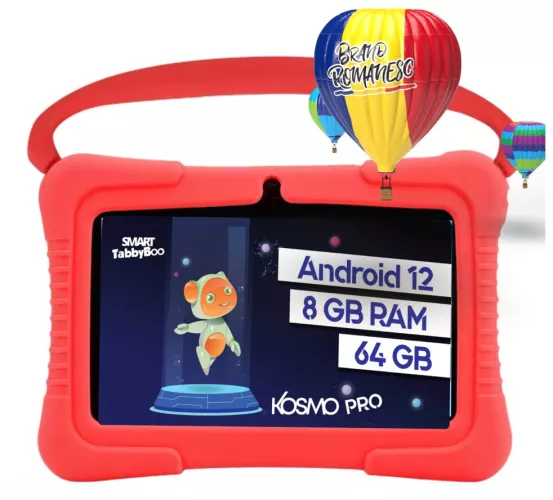 Tableta copii SMART TabbyBoo Kosmo PRO rosu ecran 7 inch IPS 1000 ...