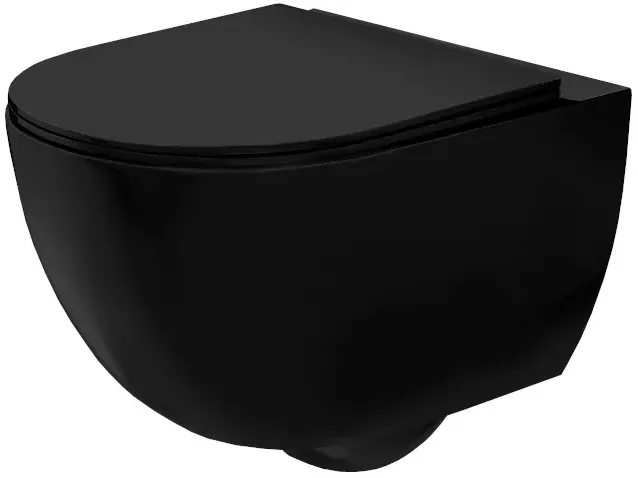 Vas WC suspendabil Rea Carlo Mini Rimless Flat negru MAT REA-C8489 - cel.ro