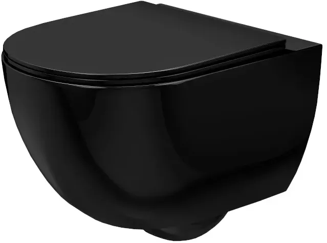 Vas WC suspendabil Rea Carlo Mini Rimless Flat negru REA-C8936 - cel.ro
