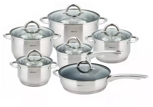 Set de 6 oale din inox cu capac sticla fund termic multistrat Kinghoff ...