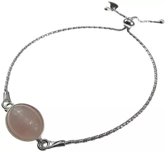 Bratara argint reglabila cu cuart roz oval 14x10 MM 35r0_949755151 - cel.ro