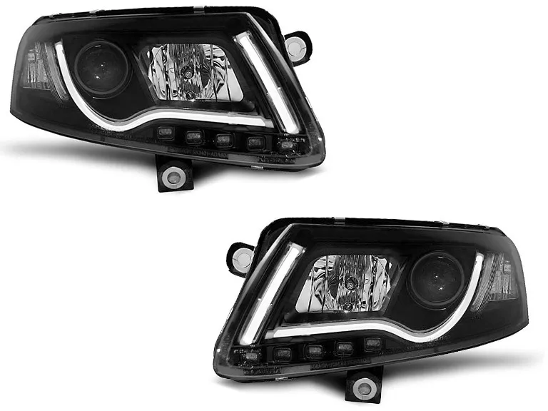 Faruri XENON Faruri TUBE LIGHT DRL Negru potrivite pentru AUDI A6 C6 04 ...