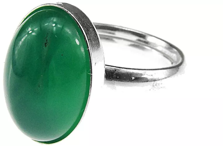 Inel argint reglabil cu agata verde 14x10 MM GlamBazaar Reglabila cu ...
