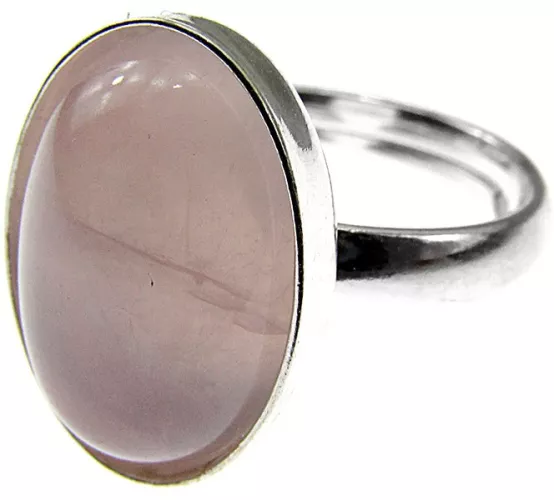 Inel argint reglabil cu cuart roz natural 14x10 MM GlamBazaar Reglabila ...