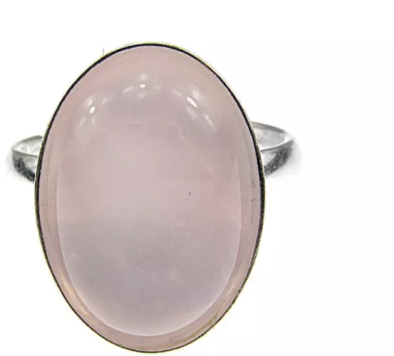 Inel argint reglabil cu cuart roz natural 14x10 MM GlamBazaar Reglabila ...