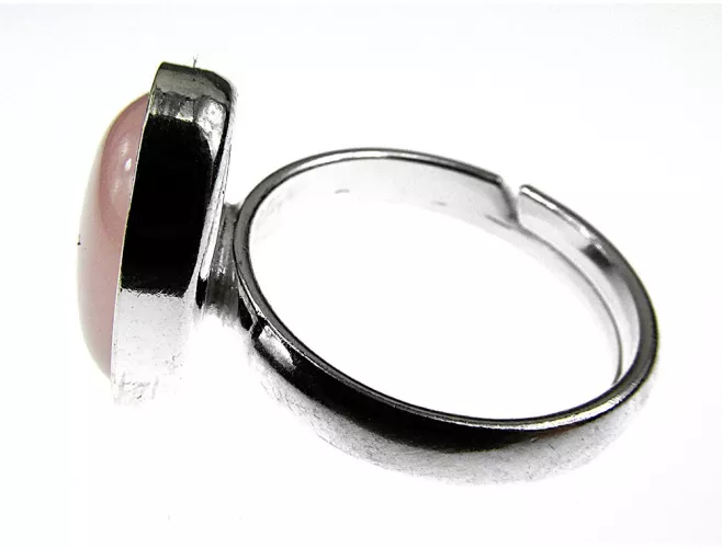 Inel argint reglabil cu cuart roz natural 14x10 MM GlamBazaar Reglabila ...