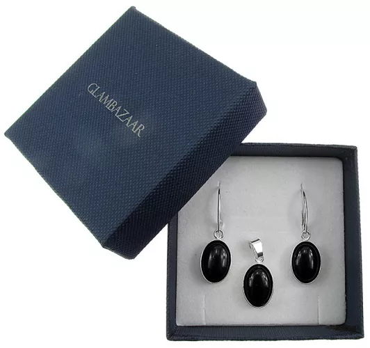 Set argint cu onix oval 14x10 MM GlamBazaar cu Onix Negru tip set bijuterii de - cel.ro