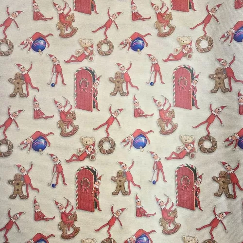 Hartie kraft pentru ambalat cadouri Elfii lui Mosu cu turta dulce ...