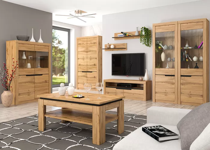 Comoda 2 usi 1 sertar mdf maro stejar wotan natur Toronta 102.8x39.7x95 ...