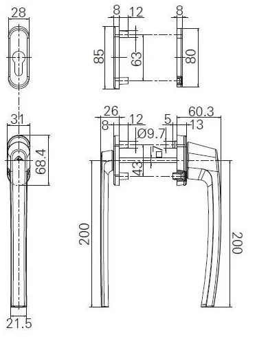 Maner asimetric cu rozeta pentru ferestre-usi osciloculisante Roto ...