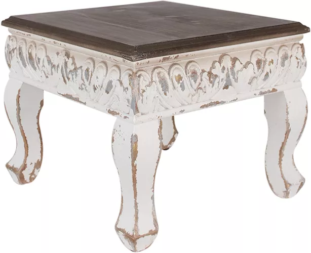 Masuta lemn maro alb vintage 40x40x33 cm 6H2308 - cel.ro