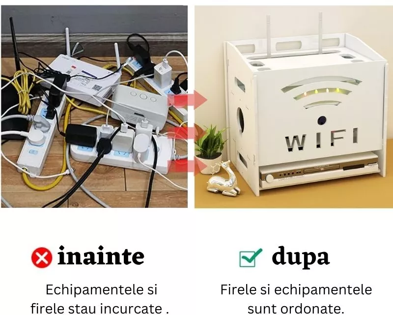 Raft Suport Router Wireless pentru mascare echipament WI-FI si fire ...