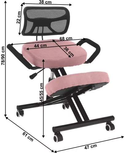 Scaun birou ergonomic roz negru Rufus 68x61x90 cm 0000301587 - cel.ro