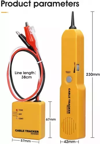Tester continuitate cablu Detector scurt circuit - intrerupt Galben