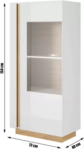 Vitrina pal alb natur stejar grandson alb lucios City 72x40x154 cm ...