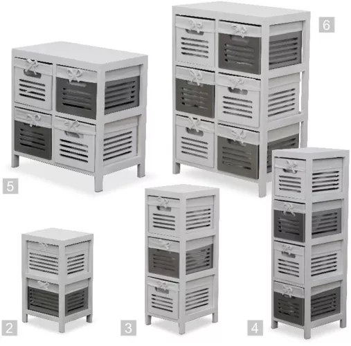 Comoda 6 cosuri lemn alb gri Bibi 48x29x70 cm 0000105525 - cel.ro