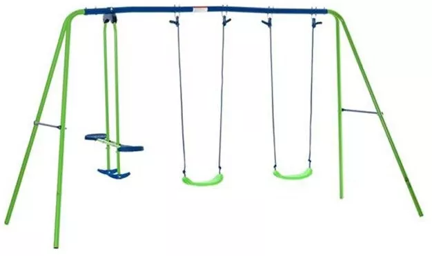 Complex de joaca 2 leagane individuale si leagan dublu verde si ...