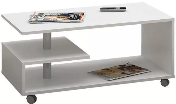 Masa de cafea placa laminata pe roti alb 90x51x40 cm Vini 163713-AK ...