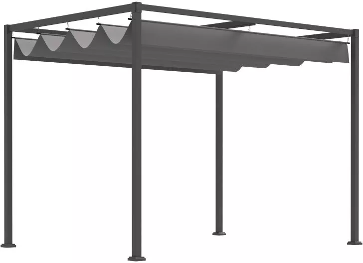 Pergola pentru gradina/terasa retractabila cadru metalic gri 2.98x2 ...