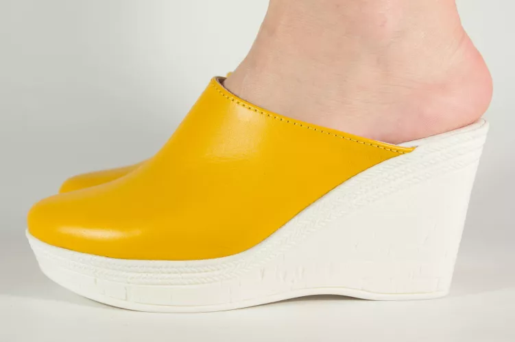 Saboti galbeni platforma piele naturala SBM5A 38 - cel.ro