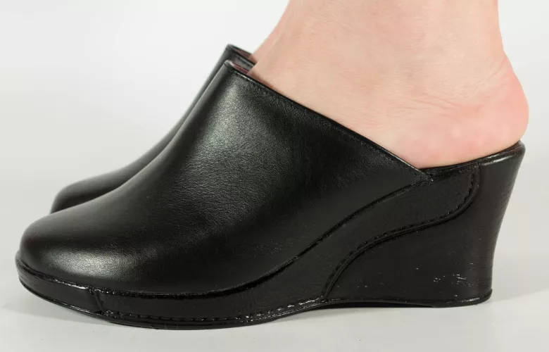 Saboti platforma negri piele naturala SBM5 38