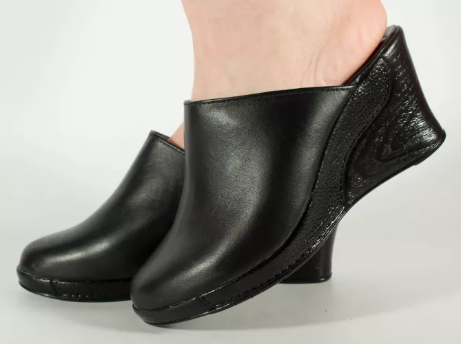 Saboti platforma negri piele naturala SBM5 38