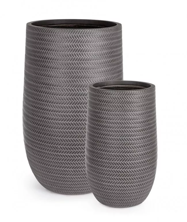 Set 2 ghivece flori fibra lut gri 34x55cm 47x75 cm 0790649