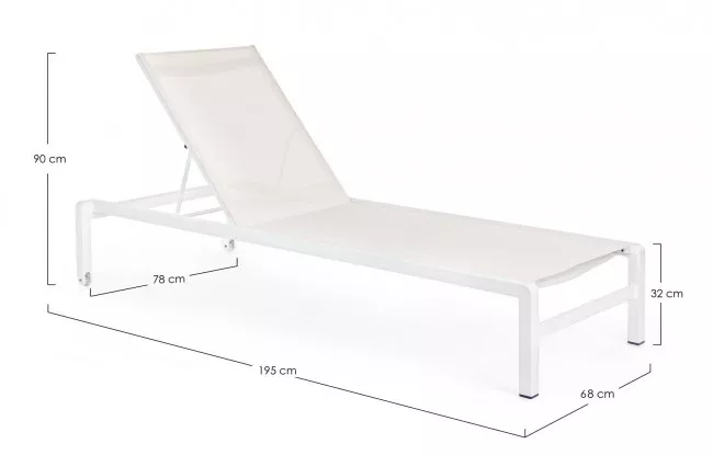 Set 4 sezlonguri gradina albe Konnor 78x195x90 cm 0662284 - cel.ro