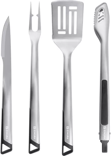Set 4 ustensile pentru gratar cu geanta depozitare inox - Zokura ...