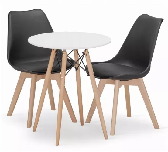 Set masa rotunda stil scandinav + 2 scaune Mark negru Artool MDF si ...
