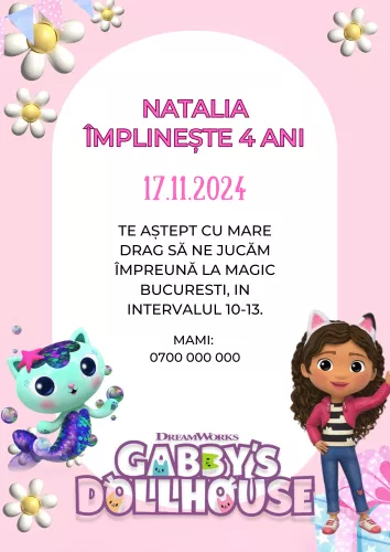 10 invitatii pentru Aniversare copii cu plic inclus tematica Casa de ...