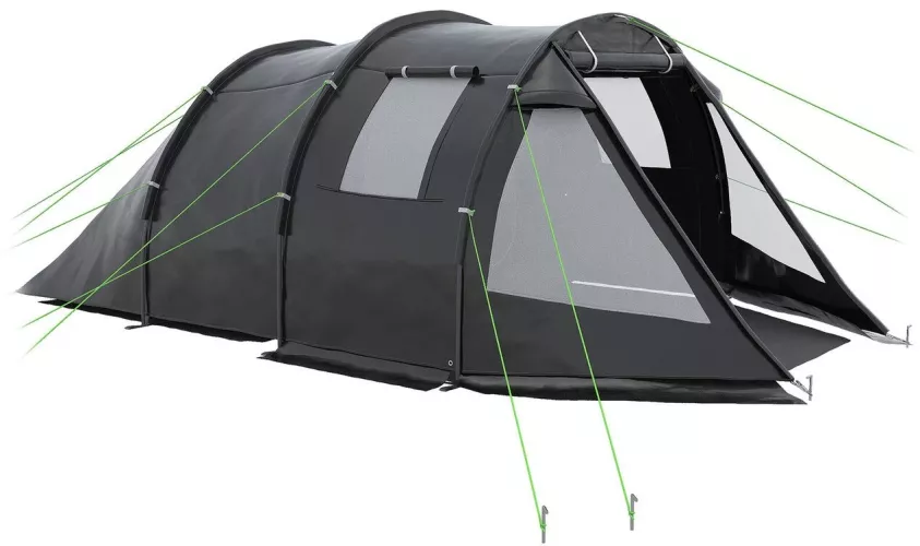 Cort camping 3-4 persoane impermeabil cu vestibul negru 475x264x172 cm ...
