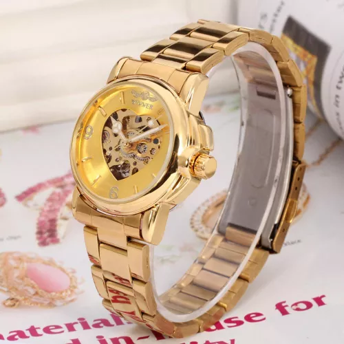 Ceas de dama Winner schelet automatic-mecanic Gold bratara din otel ...