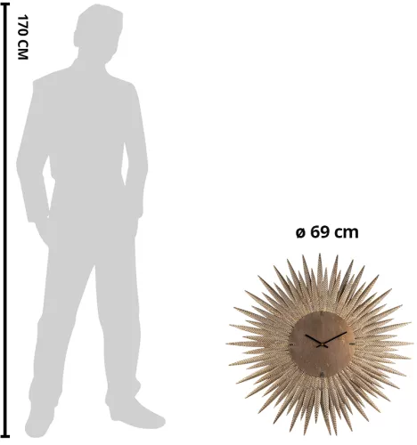 Ceas perete metal cupru 69x4 cm 5KL0228 - cel.ro
