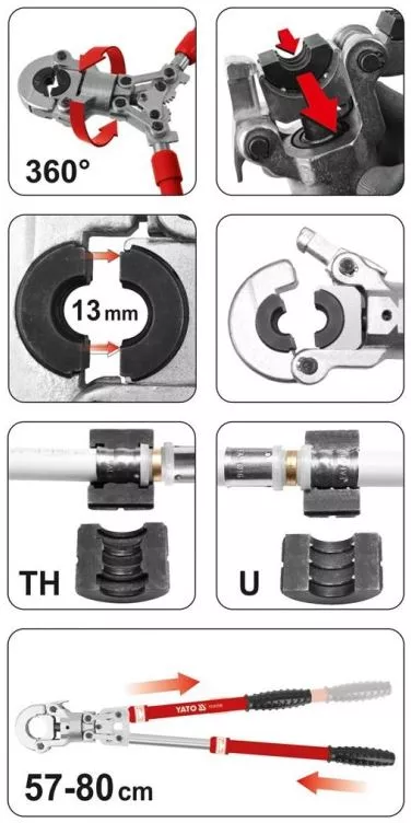 Cleste in trusa pentru sertizat tevi Pex-Al-Pex Yato YT-21735 YT-21735 ...