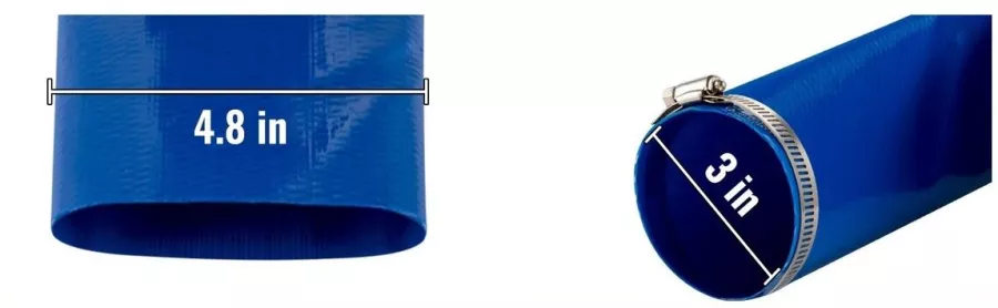 Furtun plat de evacuare apa pentru motopompe 3 inch Lungime 32 m PVC