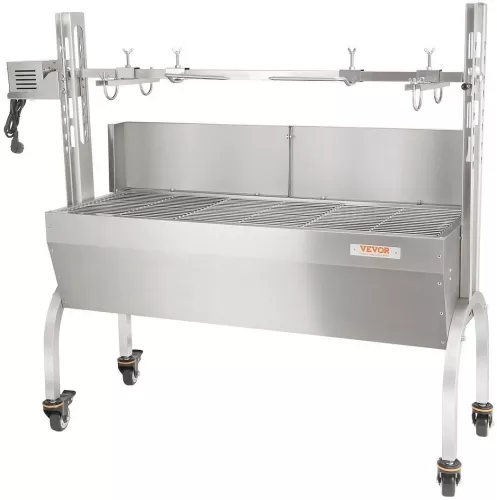 Gratar pe carbune cu rotisor electric Vevor Deflector 60 kg Inox roti ...