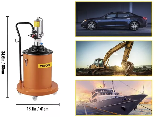 Gresor pneumatic Vevor 20 l Otel lungime furtun 4 m debit 0.75 l/min ...