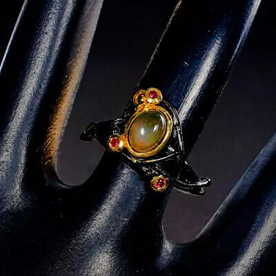 Inel bijuterie din argint 925 opal negru si rodolit 132325 - cel.ro