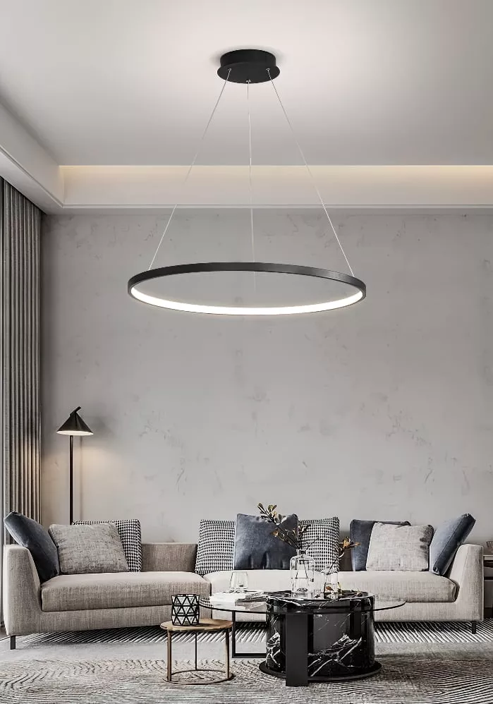 Lustra living LuminiLux Black 60 cm Aluminiu kqe3_955236056 - cel.ro