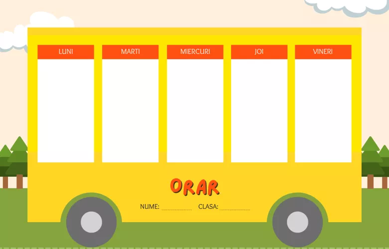 ORAR SCOALA format A3 carton gros model 1 - cel.ro