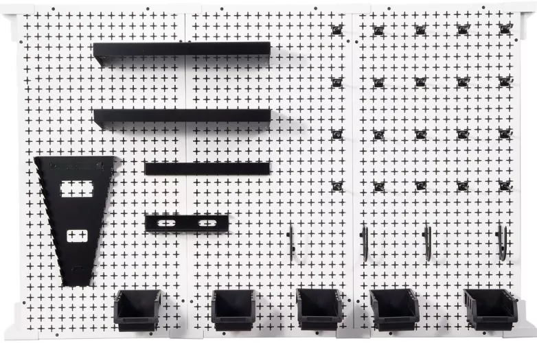 Organizator de perete Otel carlige si rafturi pentru scule 3 x paneluri ...