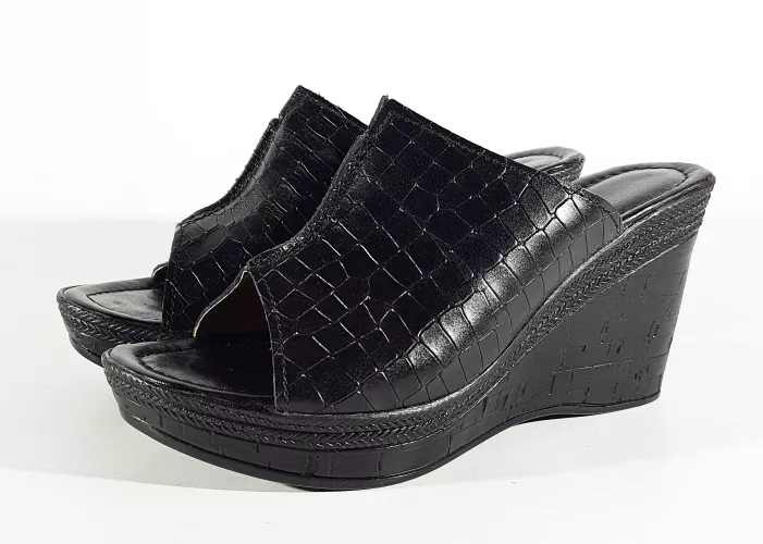 Saboti negri platforma piele naturala SBM7 38 SBM7__3309__47321 - cel.ro