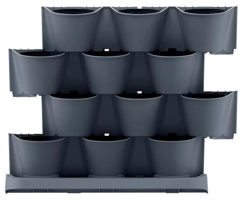 Set 12 ghivece decorative Cascade Green modular antracit 12x0.75 L 68 ...