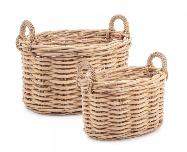 Set 2 cosuri depozitare ratan natur Malang 50x40x30 cm 59x46x35 cm ...