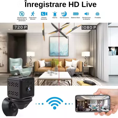 Camera Spionaj X6D LUDORA® Inregistrare Video si Microfon WI-FI 1080P ...