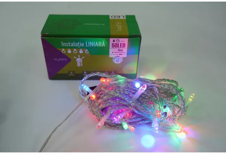 Instalatie Craciun 55 m 550 Led-uri Liniara Rosu/Albastru/Rosu/Verde Flash - cel.ro