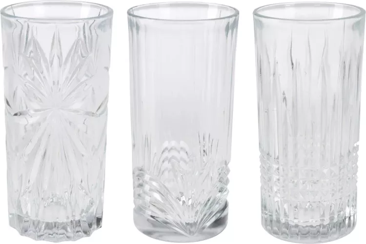 Set 3 pahare Excellent Houseware sticla 7x14 cm 380 ml transparent