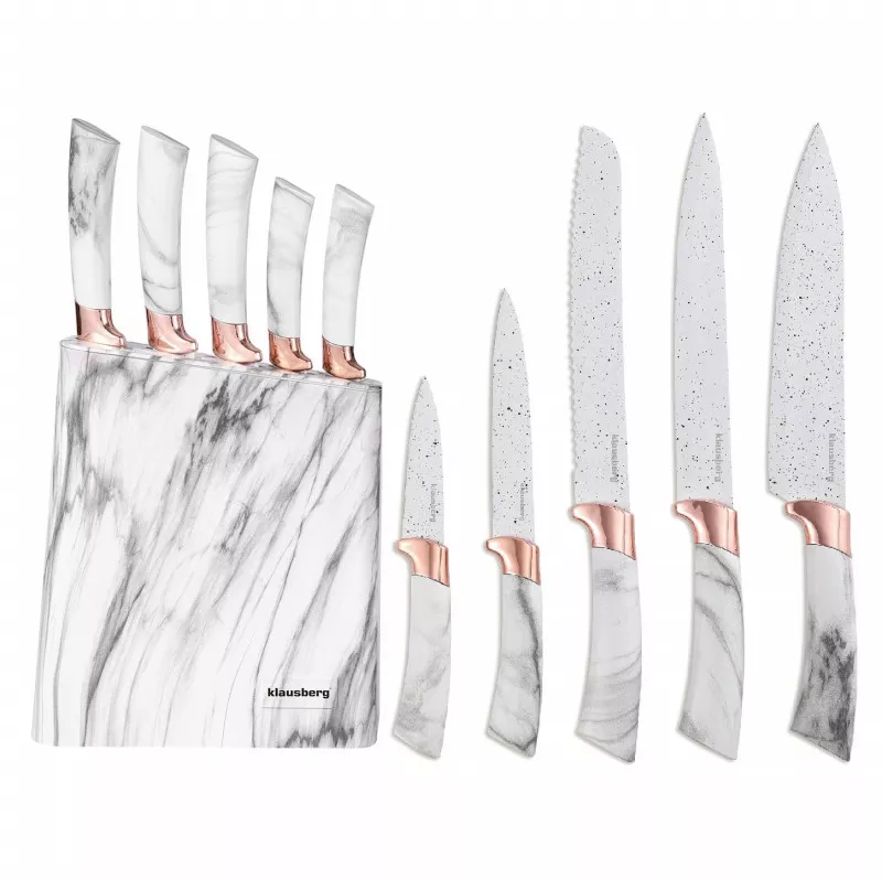 Set de cutite cu suport Klausberg KB 7769 6 buc Manere ergonomice Otel ...